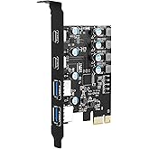 Amazon.com: PCI-E to USB 3.0 7-Port(2X USB-C - 5X USB-A) Expansion Card,PCI Express USB Add in ...