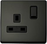 Polished Black Nickel USB Double Wall Plug Socket 2 Gang 13A with 2 USB ...
