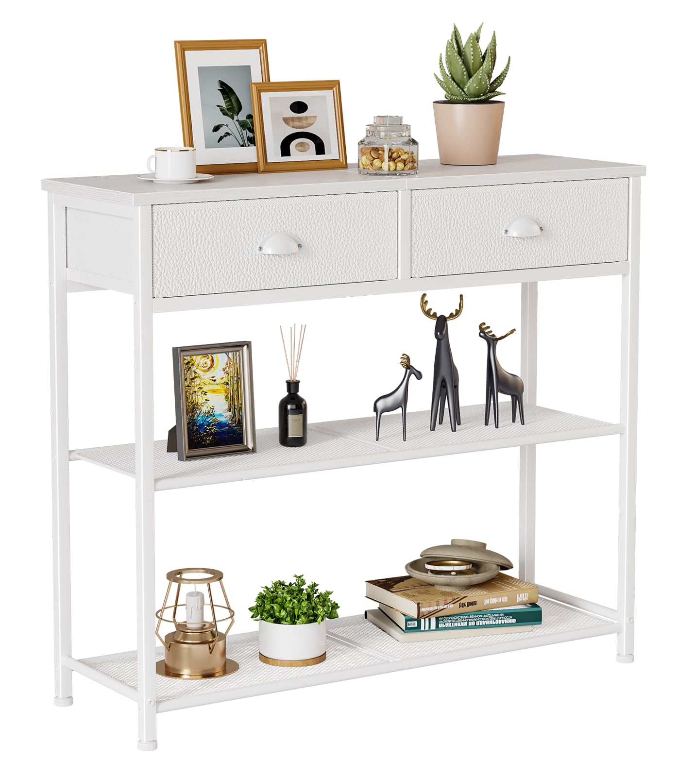 Furologee 30'' Entryway Table, White Console Table with Storage, Narrow ...