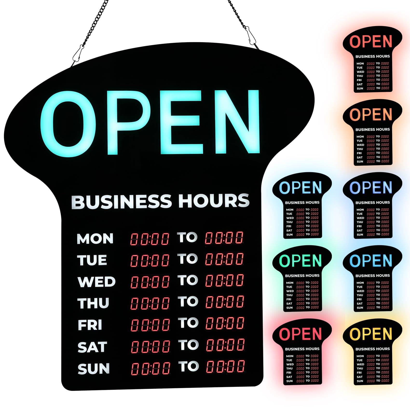 Xiozugibi Open Sign with Hours, Multi-Colour LED Open Sign for Business ...