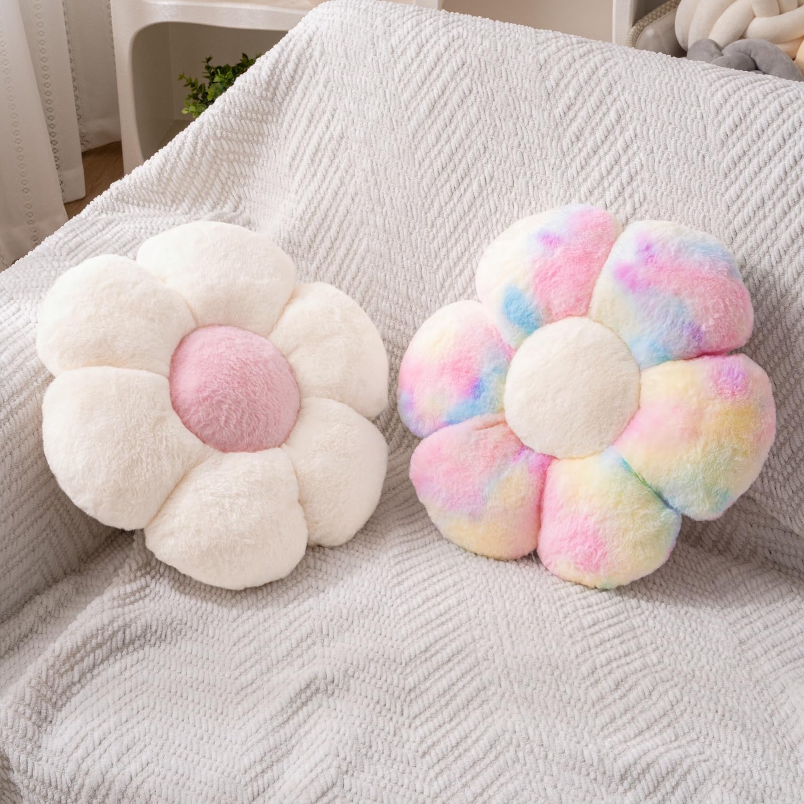 JZNEXD 2pcs Flower Floor Pillow, Daisy Flower Shaped Pillows Set, Cute ...