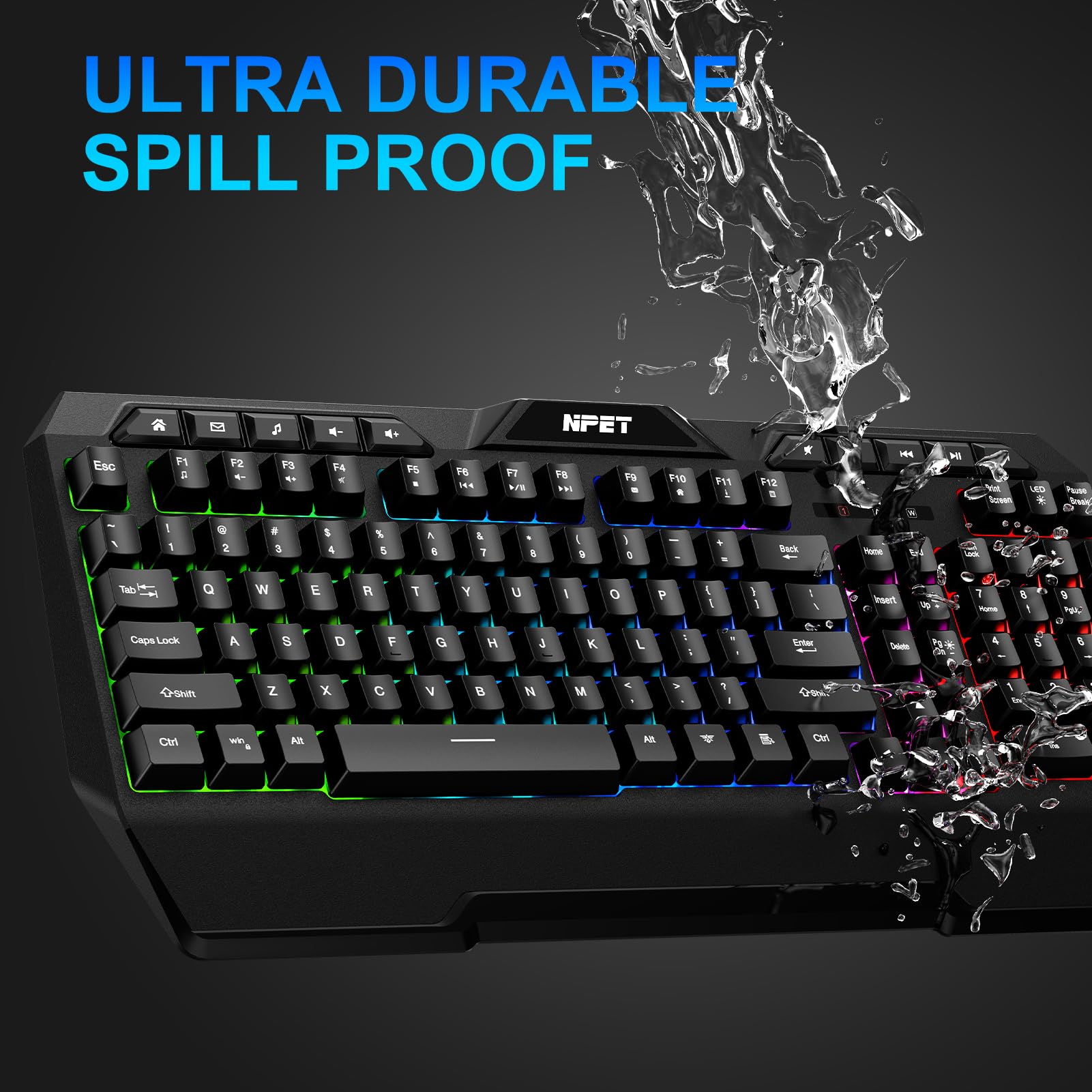 Mua NPET K32 Wireless Gaming Keyboard RGB with Wrist Rest - Long-Lasting Rechargeable Battery ...