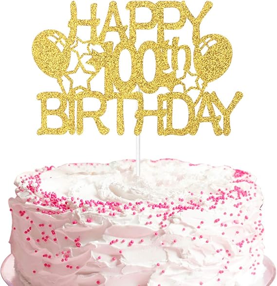 Amazon.com: Happy 100th Birthday Cake Topper, 100 & Fabulous, 100th ...