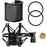 Amazon.com: Microphone Shock Mount with Pop Filter, Mic Anti-Vibration ...