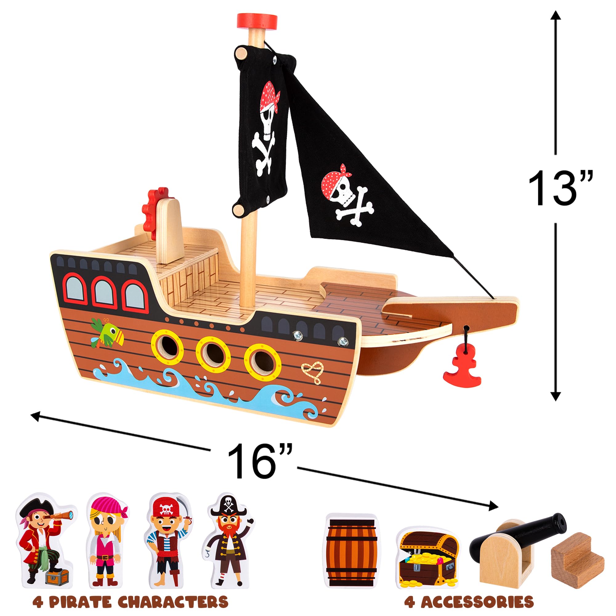 Mua ArtCreativity Wooden Pirate Ship Toy Set for Kids - Pirate Play Set ...