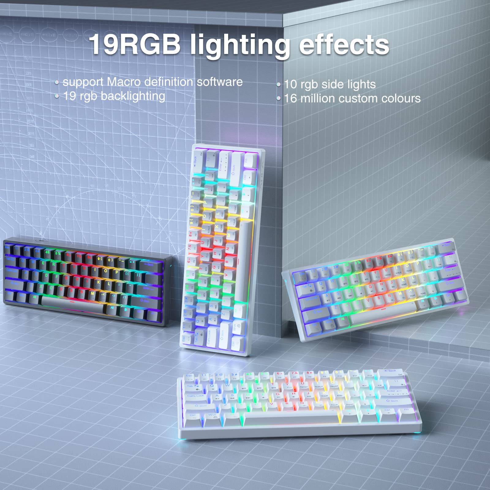 Mua SOLAKAKA SK961 60% Wireless Gaming Keyboard with Triple Mode ...