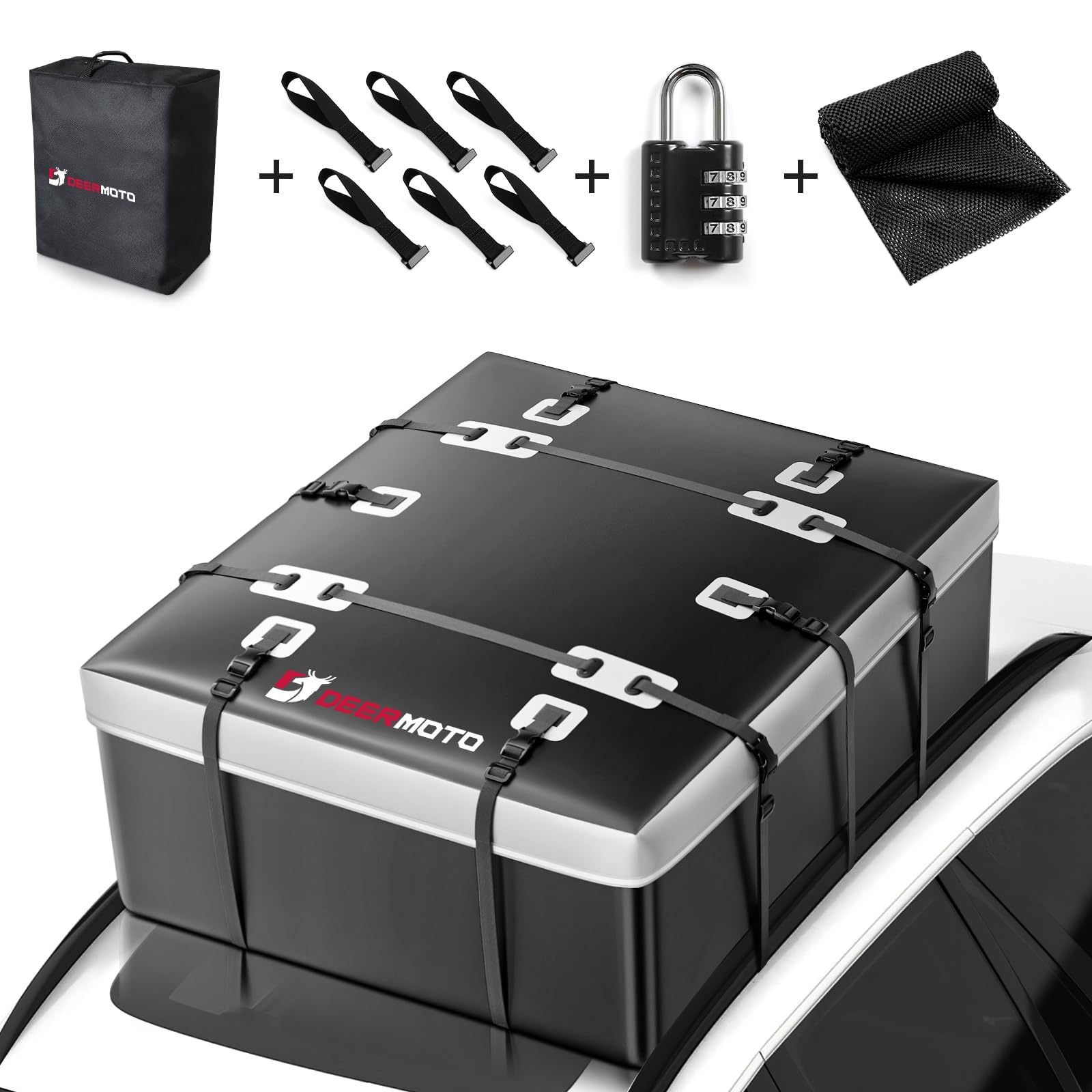 DEERMOTO Universal Rooftop Cargo Carrier 600D PVC 21 Cubic Feet ...