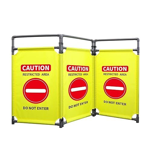 3 Panels Safety Barricade 5.8FT Foldable Security Sign Barrier Gate ...