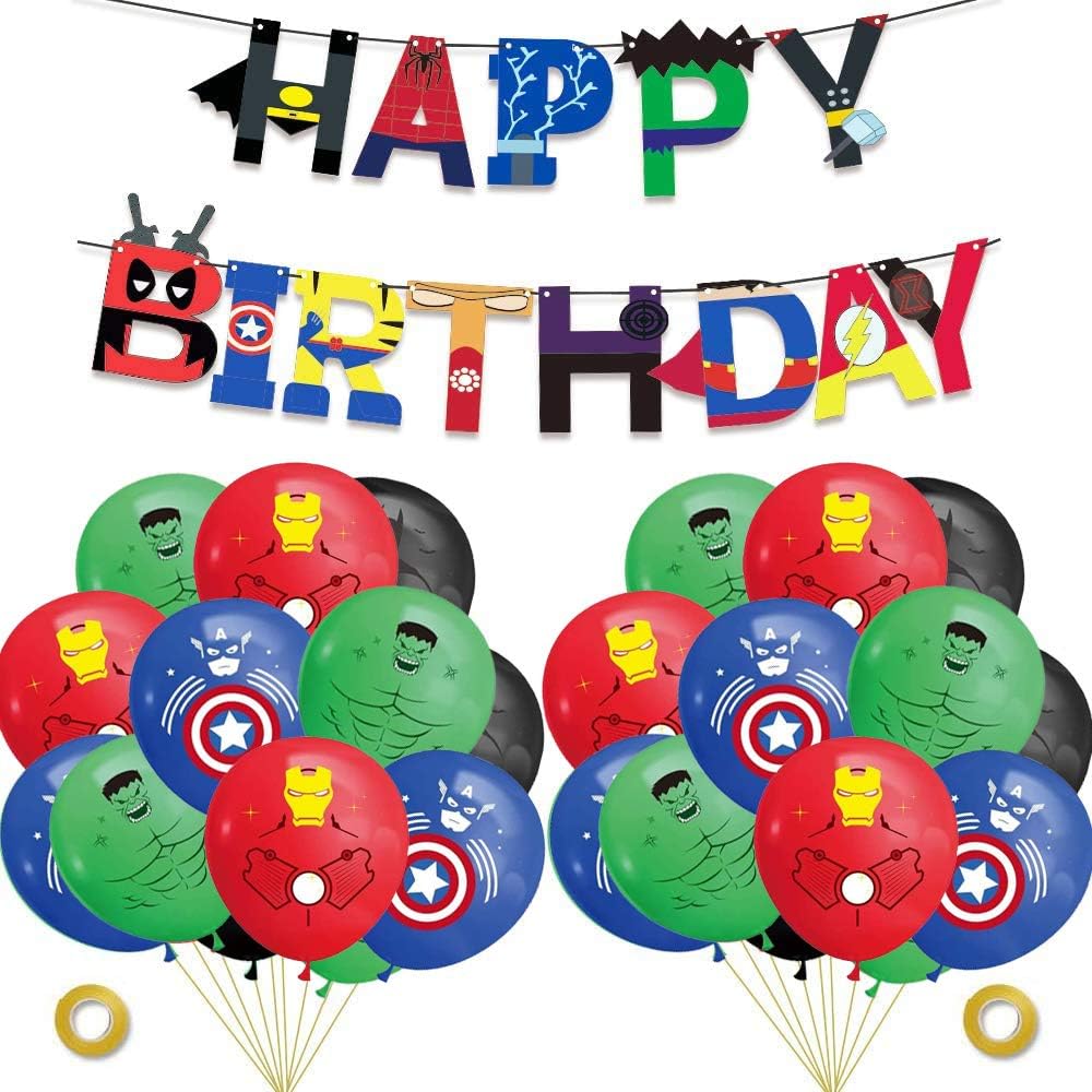 Superhero Party Supplies Kit-Superhero Birthday Garland Banner, Latex ...