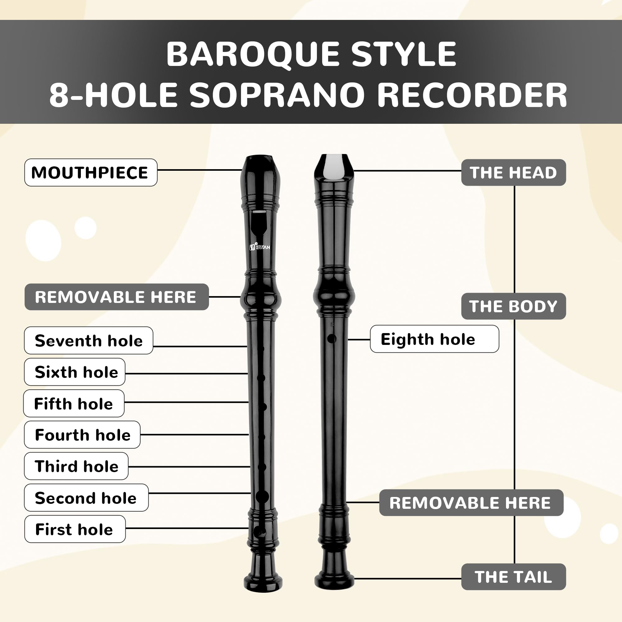 Mua SWAN Soprano Recorder Instrument for Beginners Student - Baroque ...