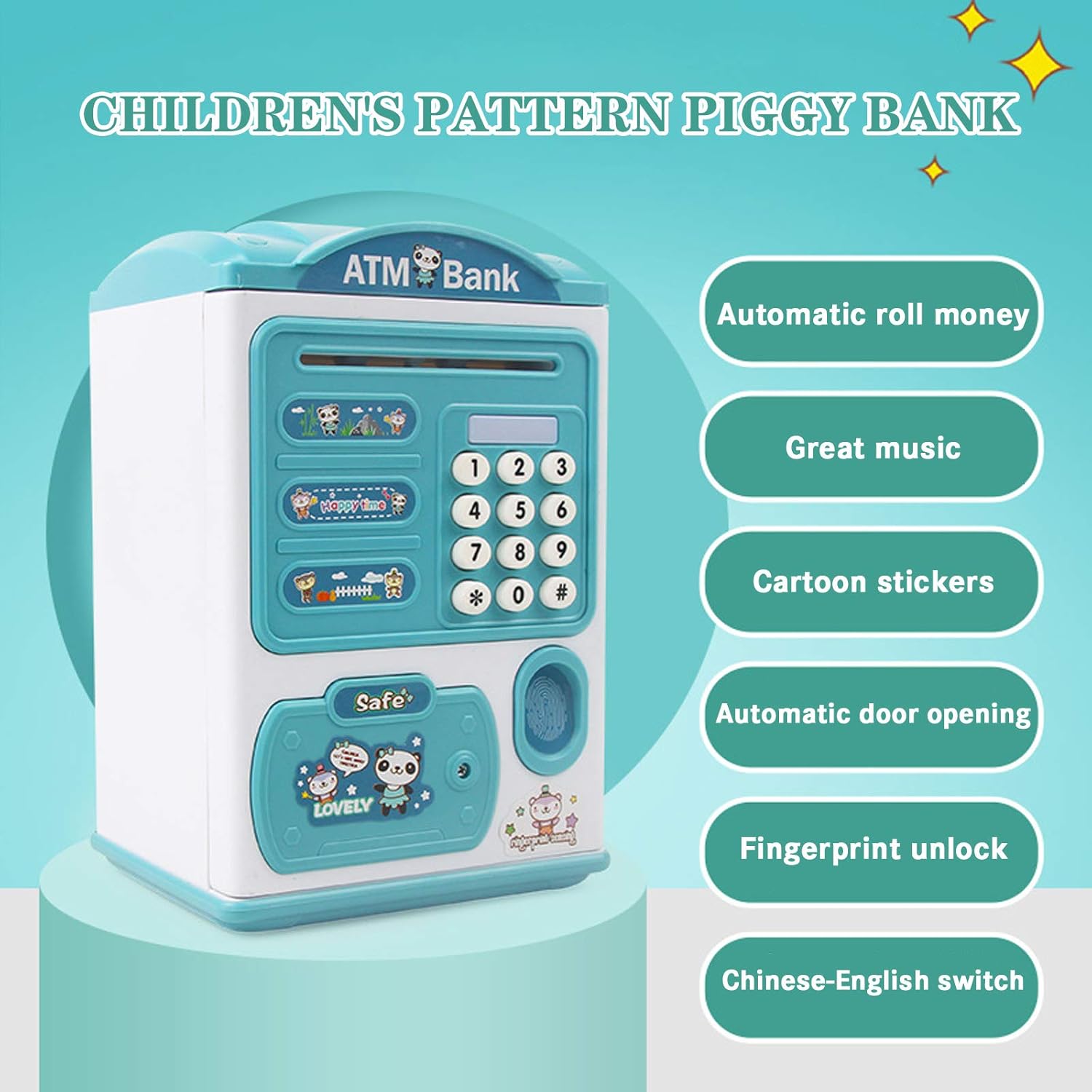 Money Box for Kids,Electronics Piggy Bank Cash Coin ATM Machine ...