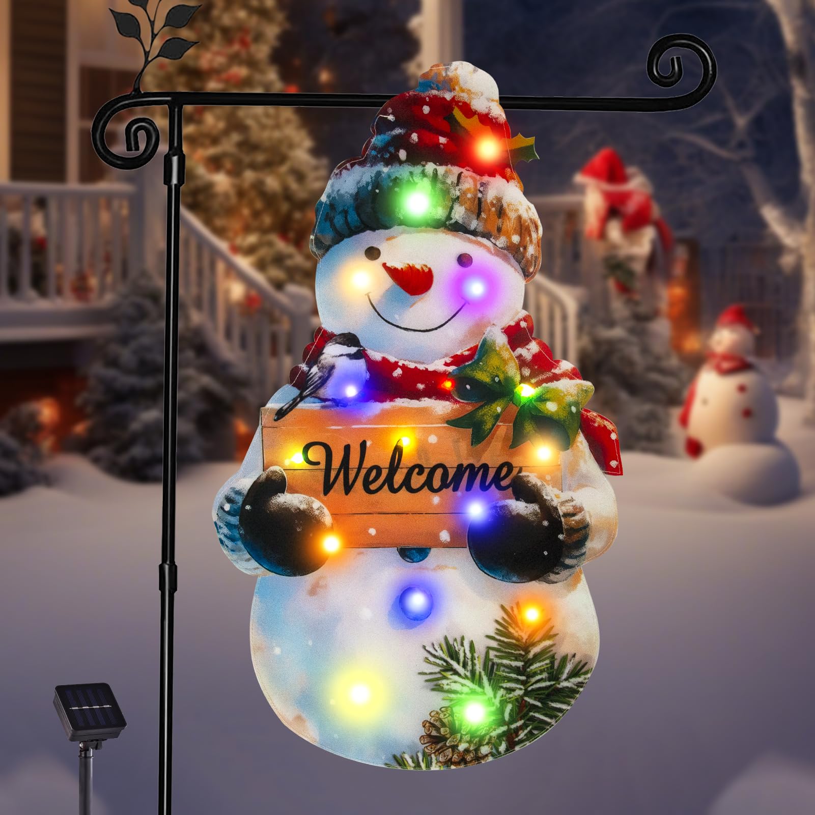 Lighted Christmas Garden Flag 22x13, 8 Modes Double Sided Solar ...