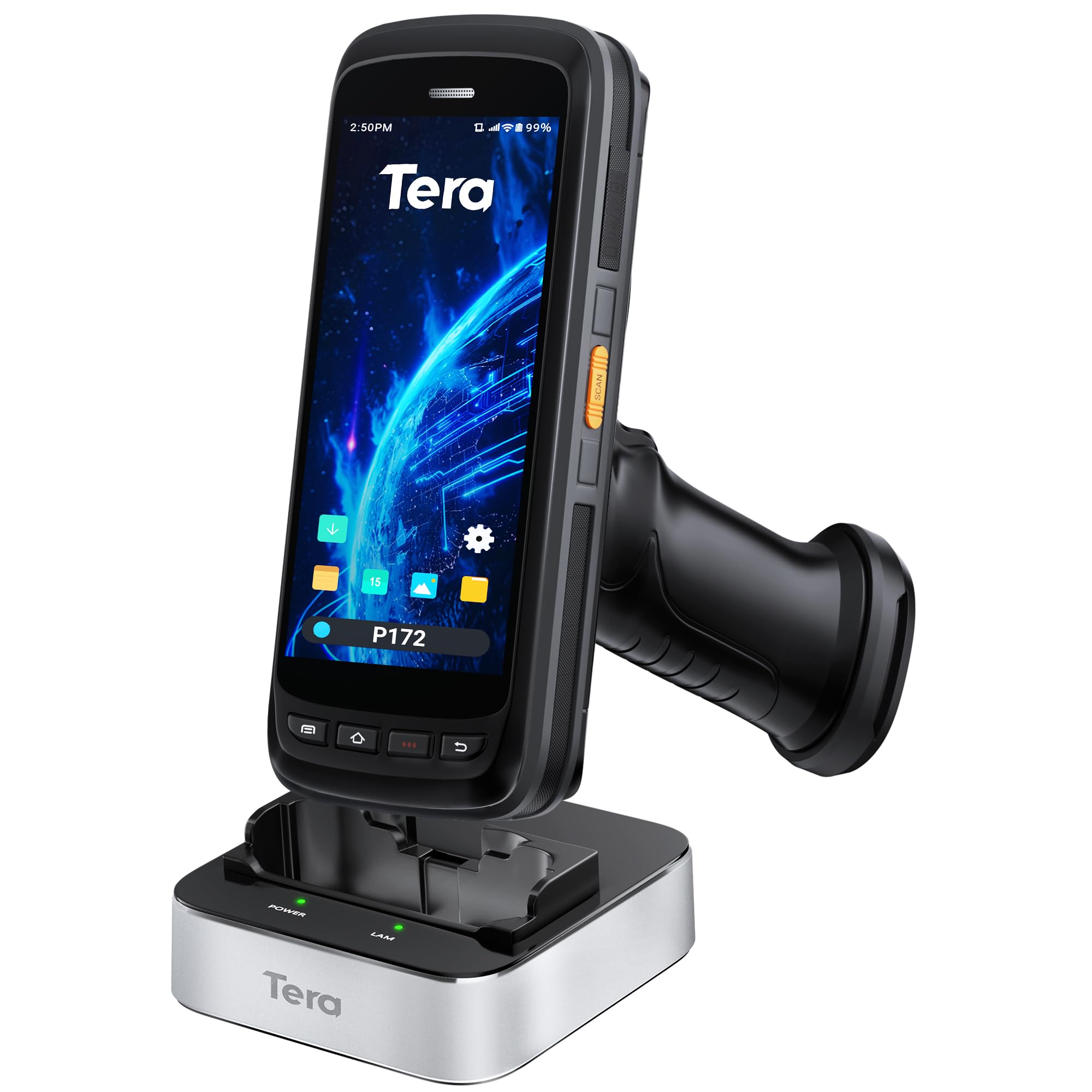 Tera Android 11 Barcode Scanner PDA: with Charging Cradle Pistol Grip ...