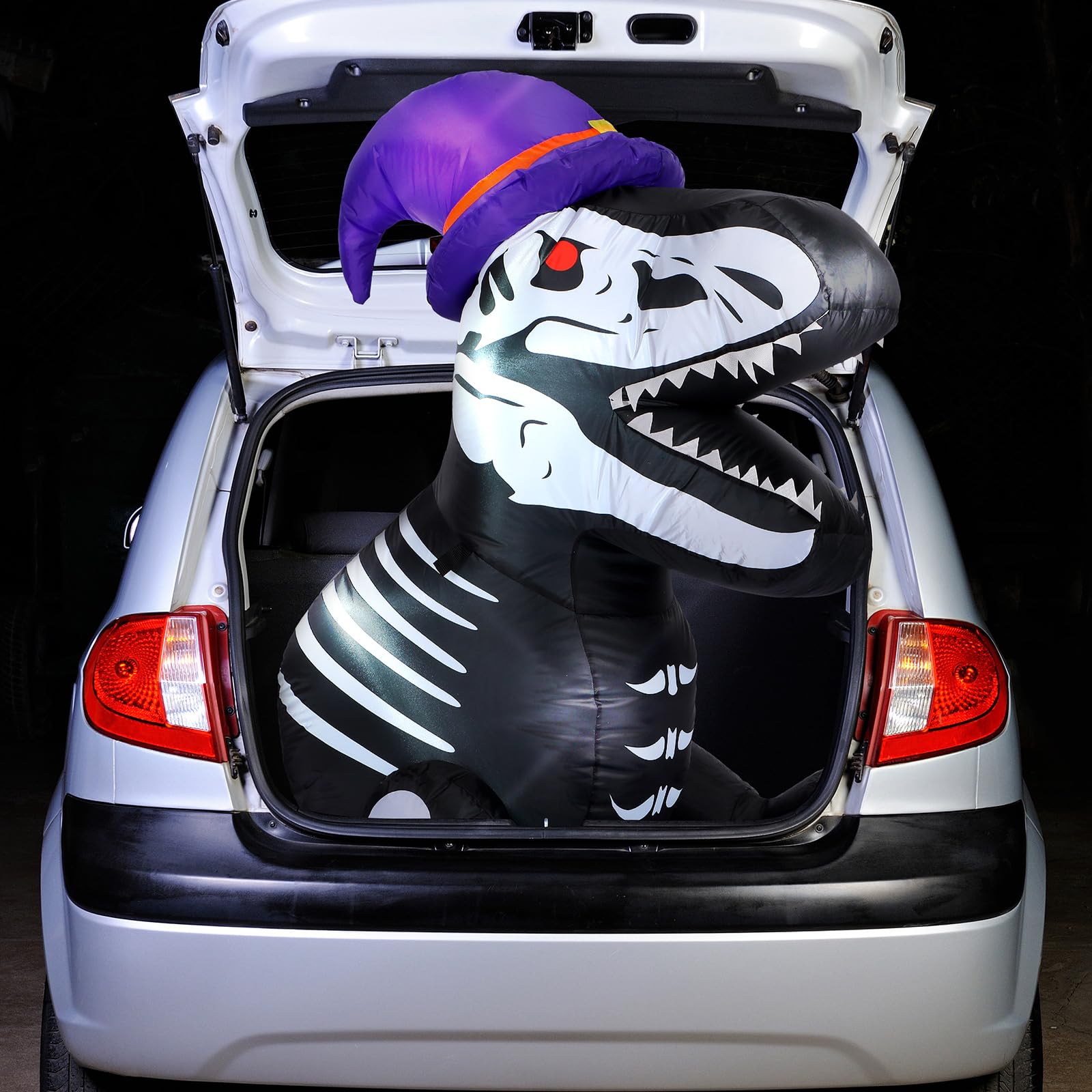 Leyndo 4 ft Halloween Skeleton Dinosaur Trunk or Treat Inflatable Car ...