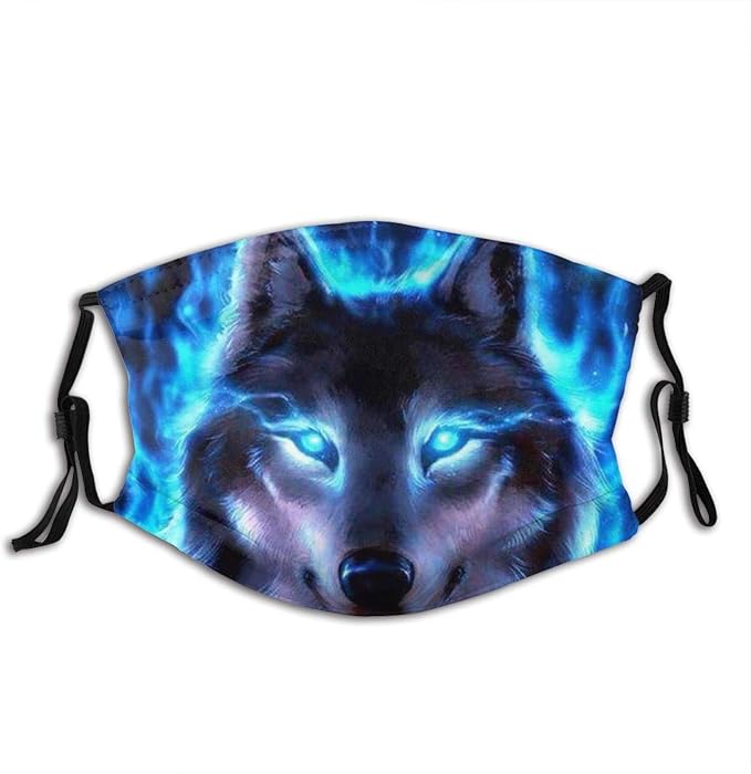Blue Fire Wolf-Face Mask Animal Balaclavas, Dust Filter-Comfortable ...
