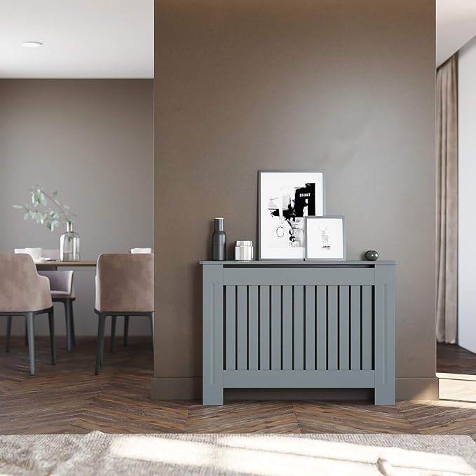 ELEGANT Radiator Cover Grey Painted Modern Design MDF Cabinet, Vertical ...
