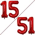 Amazon.com: GOER 42 Inch Red Number 15 Number 51 Balloons,Jumbo Foil ...