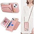 Amazon.com: Lipvina for iPhone 15 Case with Card Holder and Strap - Zipper Pocket,Crossbody ...