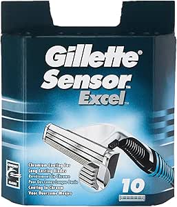 Amazon.com: Gillette Sensor Excel Razor Blades for Men Pack of 10 ...
