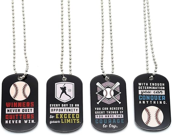 Amazon.com: (12-Pack) Baseball Motivational Dog Tag Necklaces ...
