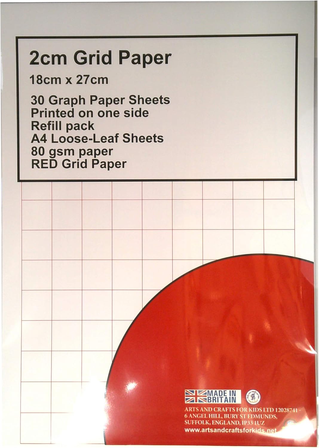 2cm Grid Paper 30 RED Graph Paper Sheets Printed On One Side A4 2cm ...