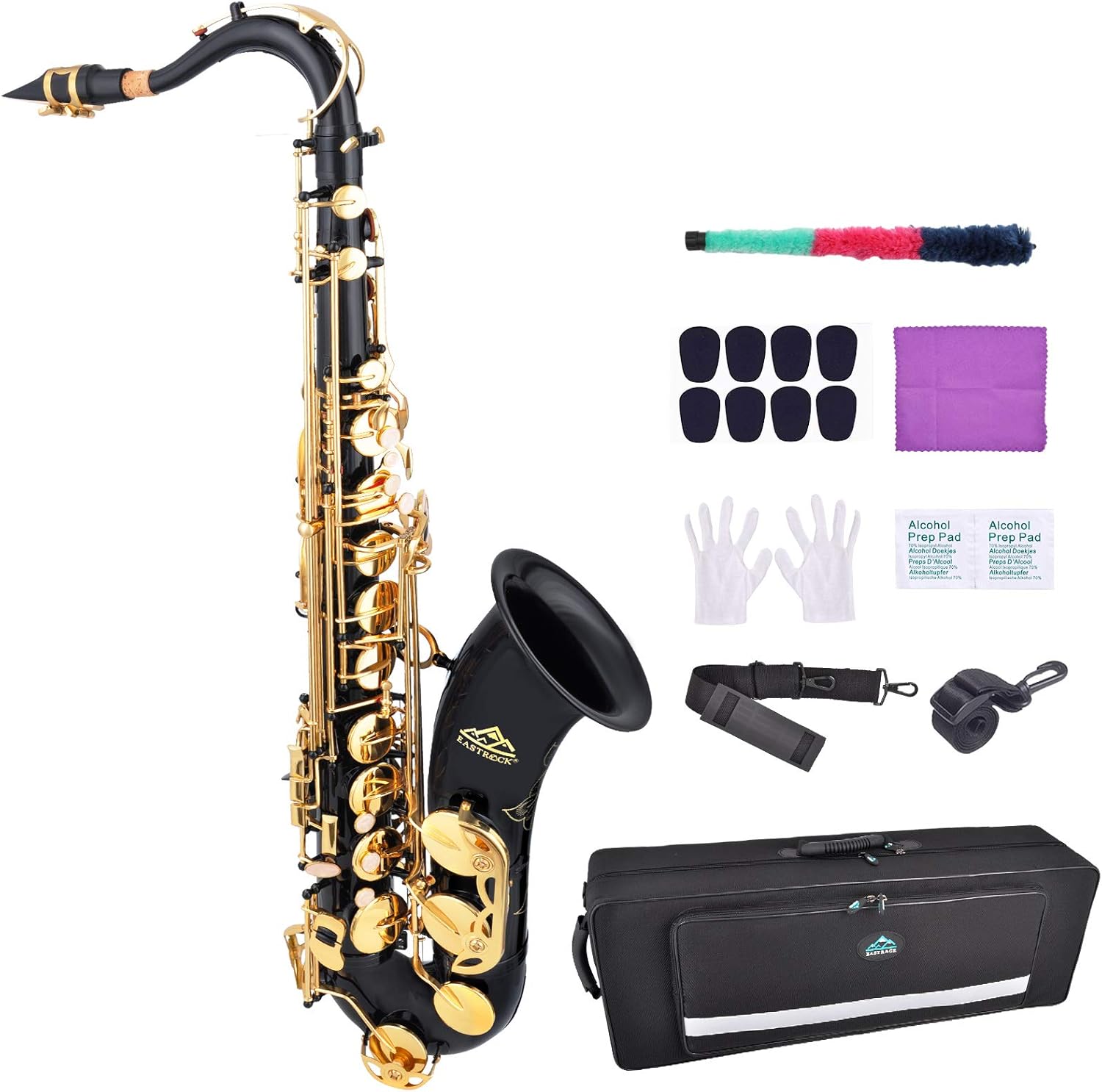 Amazon.com: EASTROCK Tenor Saxophone B Flat Black/Gold Laquer Sax ...