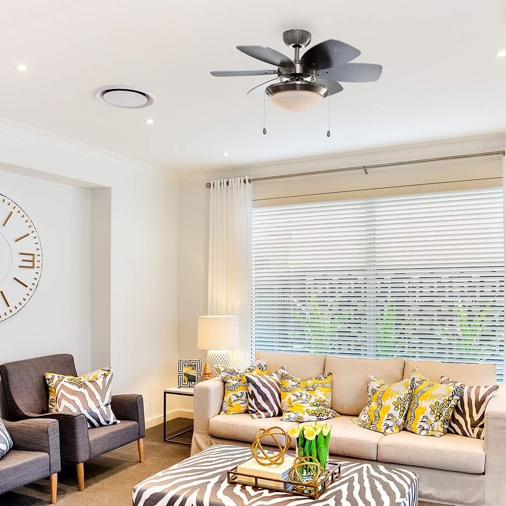 MiniSun Chrome 30″ Modern Ceiling Fan with Light & Reversible Blades ...