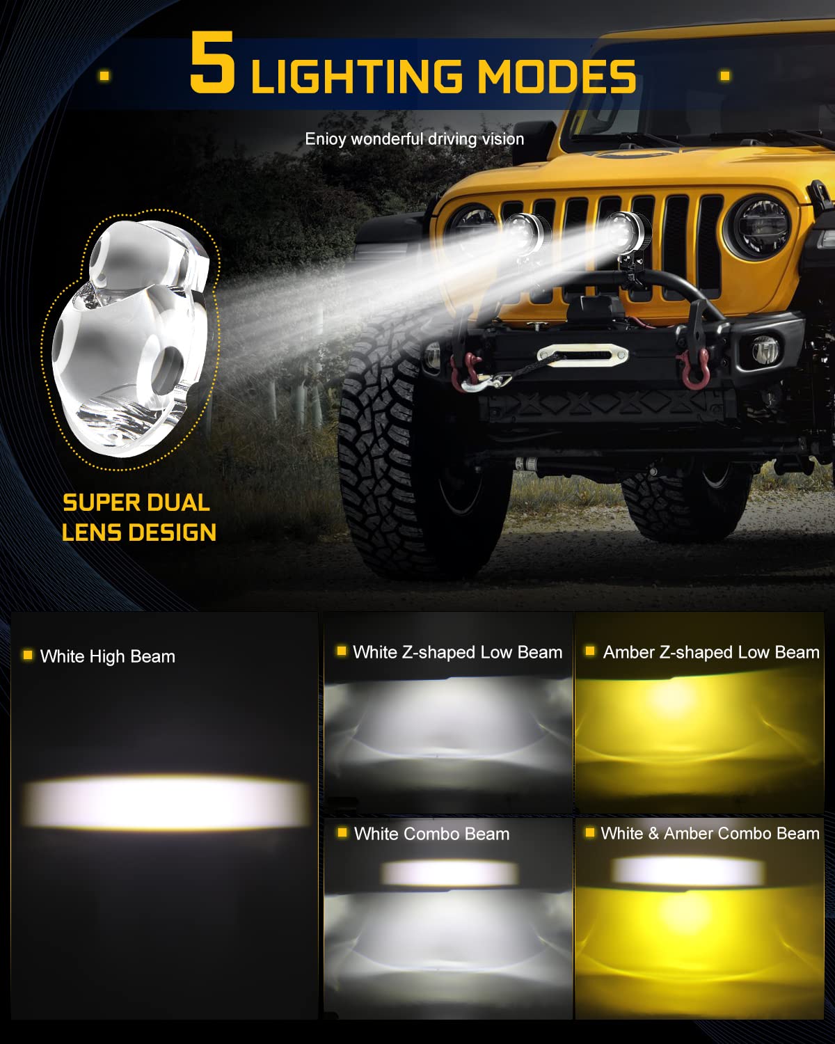 Mua BraveWAY 3 inch LED Driving Lights Off-road Light Pods 120W 35000LM White Yellow Fog Lights ...