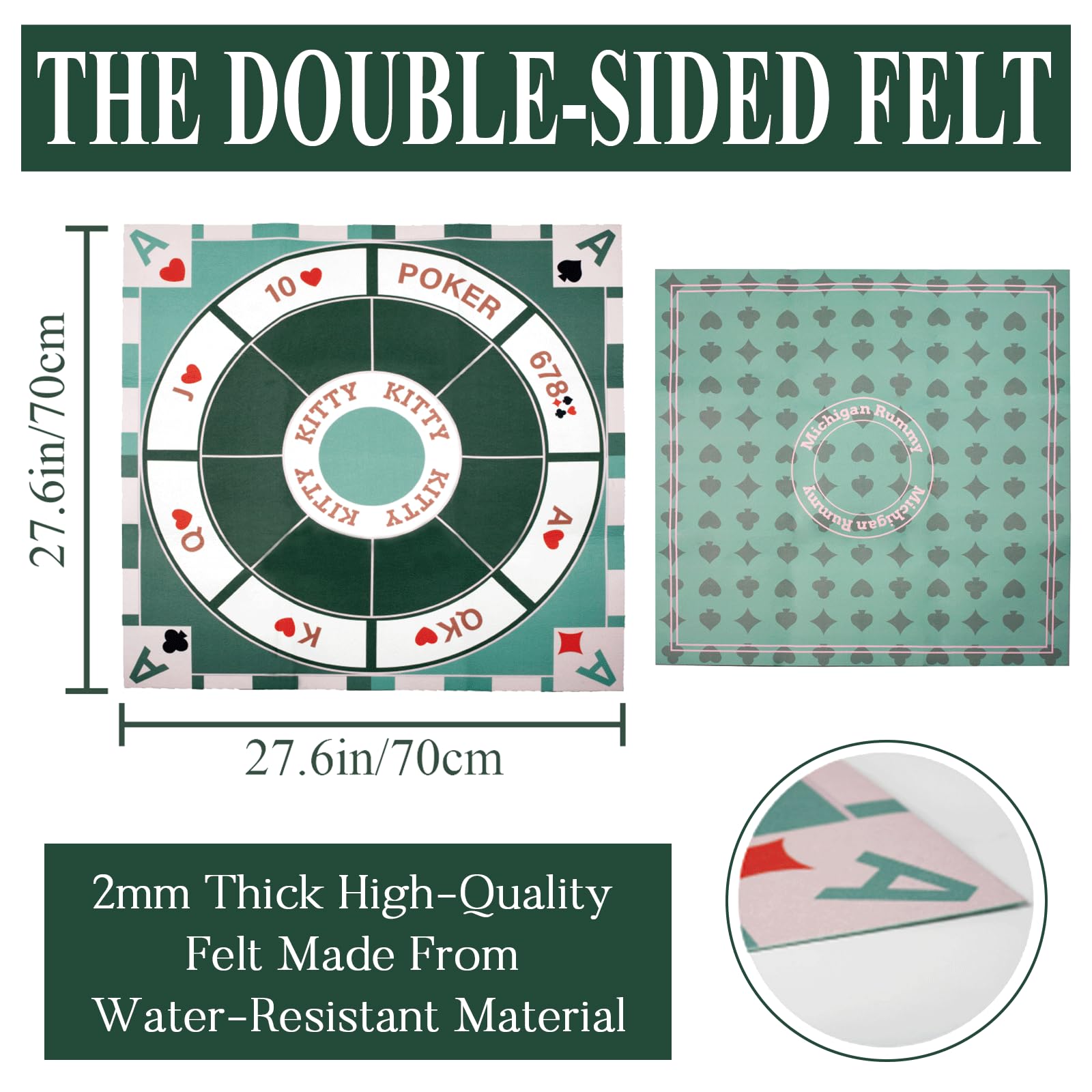 Michigan Rummy Deluxe Board Game Set: Felt Game Mat + 2Boxes of Playing ...