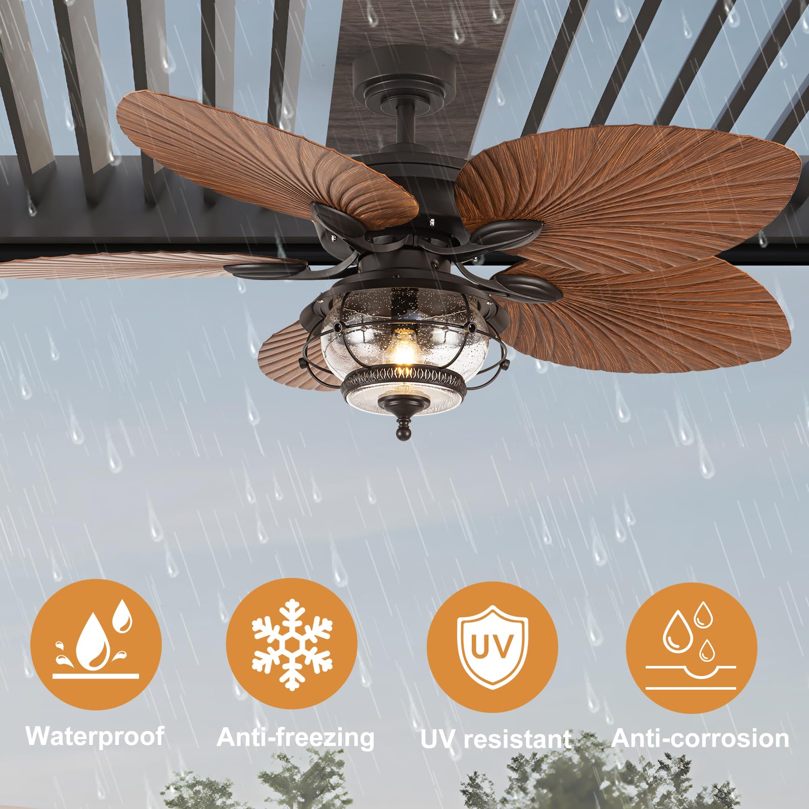 Mua TIFEROR 52" Patio Ceiling Fans with Lights and Remote, IP65 ...