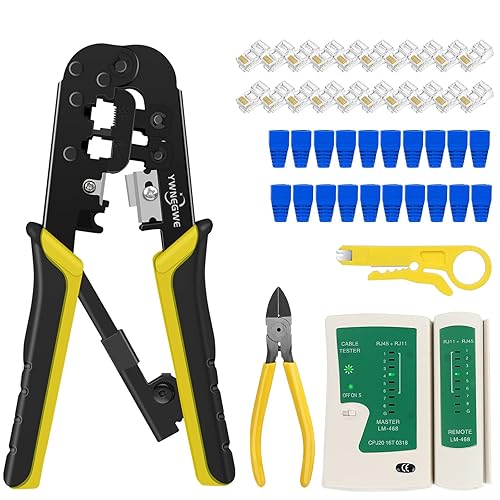 RJ45 Crimp Tool Kit for Cat5 Cat5e Cat6 Modular Plugs Connectors, RJ-11 ...