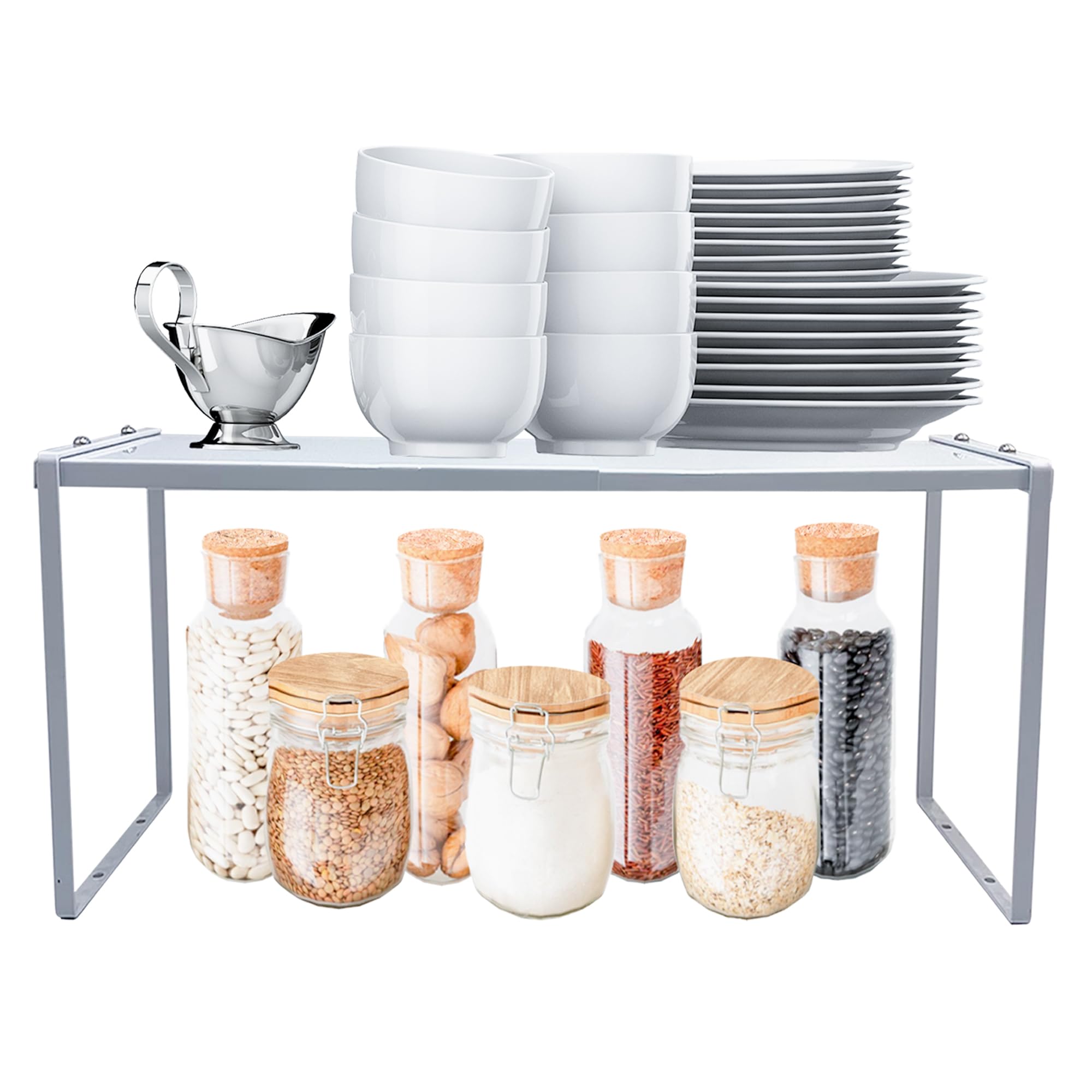 Zoaka Expandable Storage Rack Shelf Riser Organizer Cabinet Shelf ...