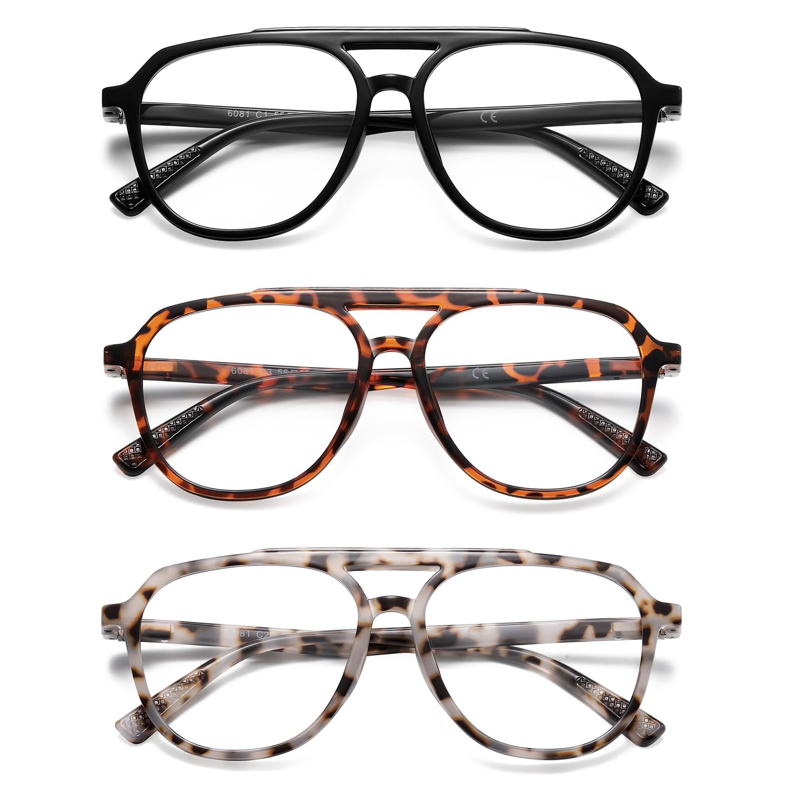 LKEYE Aviator Reading Glasses for Women Men Oversized Blue Light ...