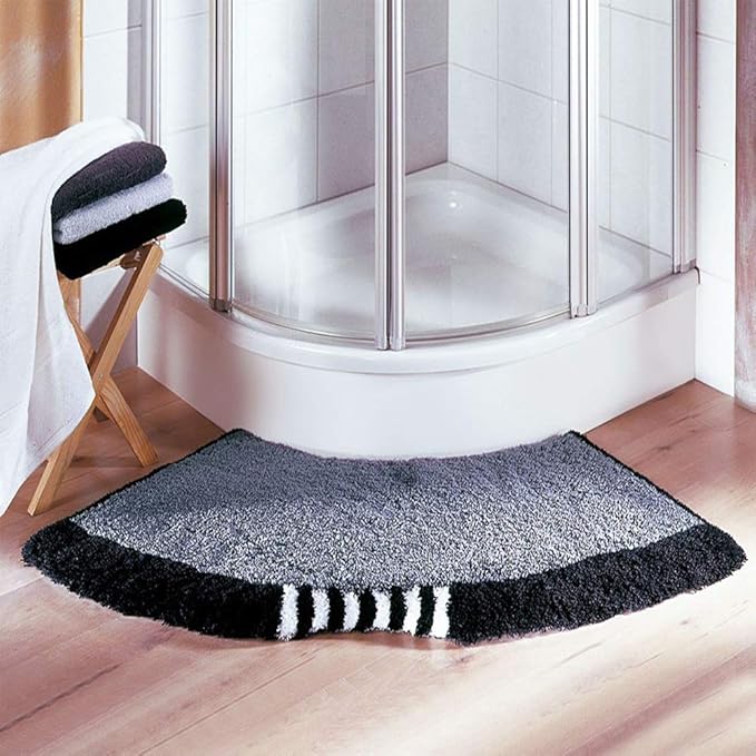 JSIHENA Semi-Circular Bath Mat Anti-Slip Bathroom Carpet Rugs, Fan ...