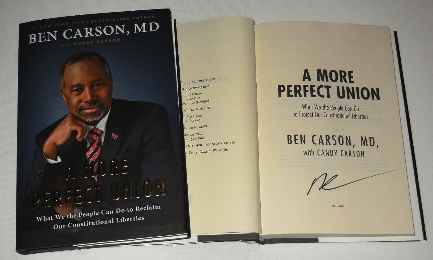 Dr. Ben Carson Autographed "A More Perfect Union" Book w/ PROOF ...