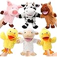 Amazon.com: Lenwen 6 Pcs Animal Hand Puppets Bulk 10 Inches Living ...