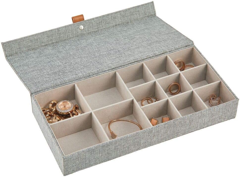 Amazon.de: mDesign Schmuckkasten – Schmuckaufbewahrung mit 13 Fächern ...