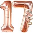 Amazon.com: KatchOn, Giant Rose Gold 17 Balloon Numbers - 40 Inch | 17 Birthday Balloons ...