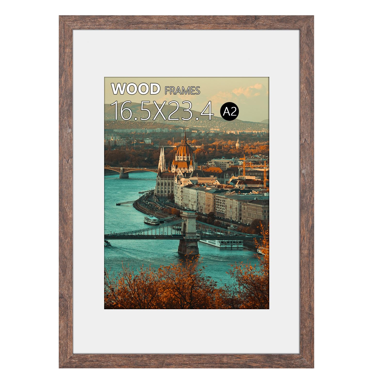 POUKROO 8x10 Picture Frame with Stand Rustic Brown Wood Wooden 8 by 10 ...