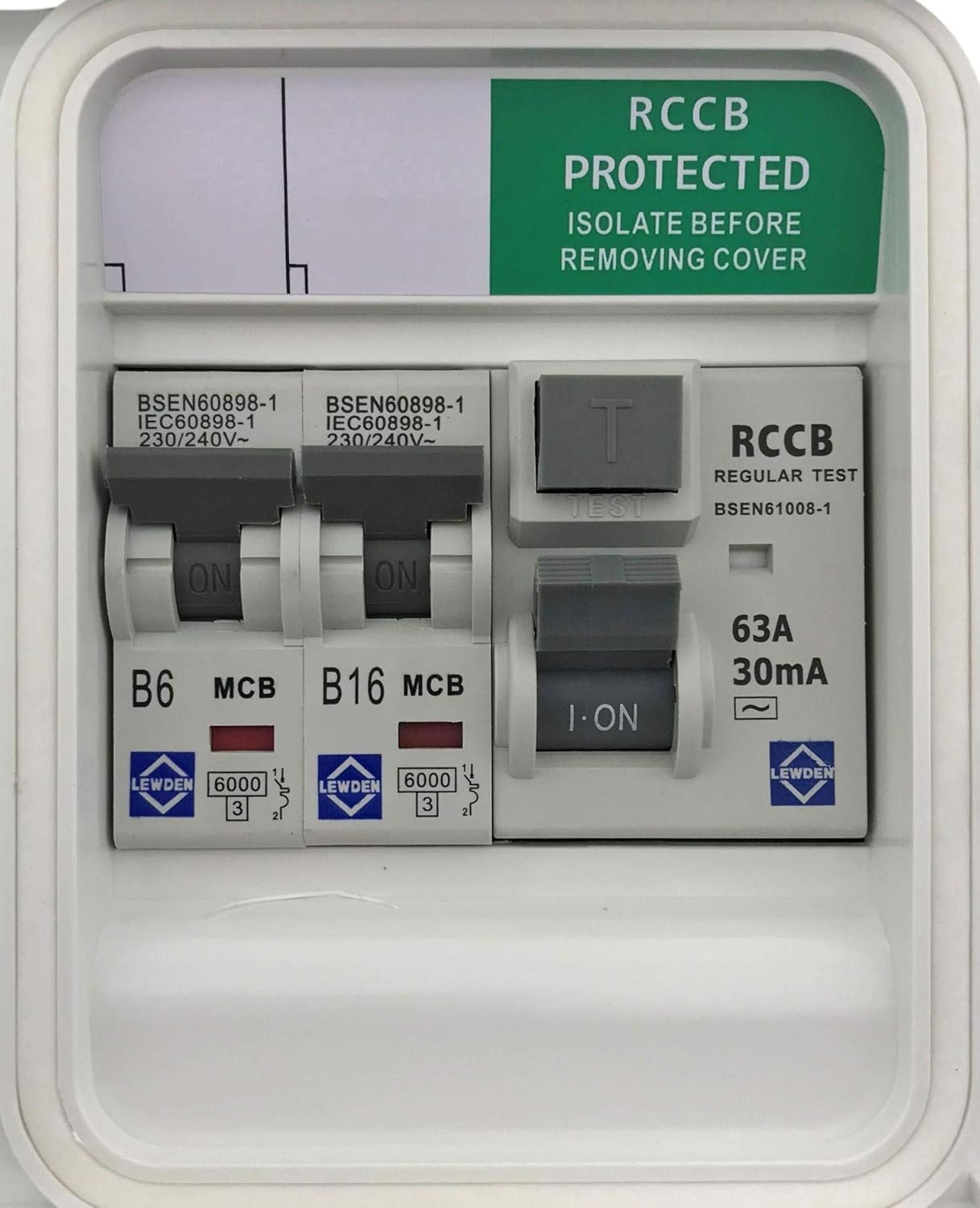 Garage Consumer Unit with 63a/30mA RCD & 1x16amp & 6amp MCB’s IP55 ...
