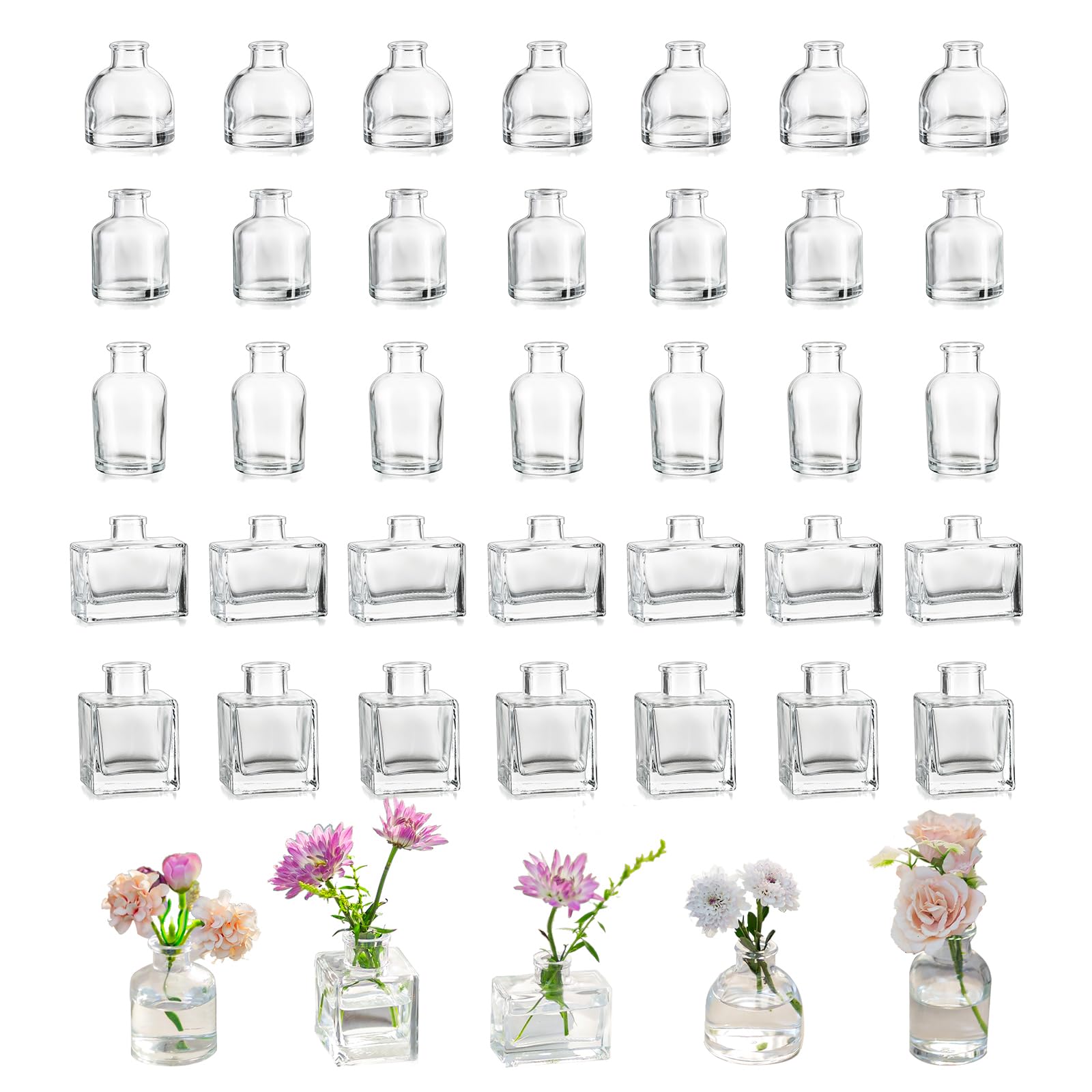 Small Glass Bud Vases For Centerpieces Hewory 40pcs Clear Sturdy Cute 1890