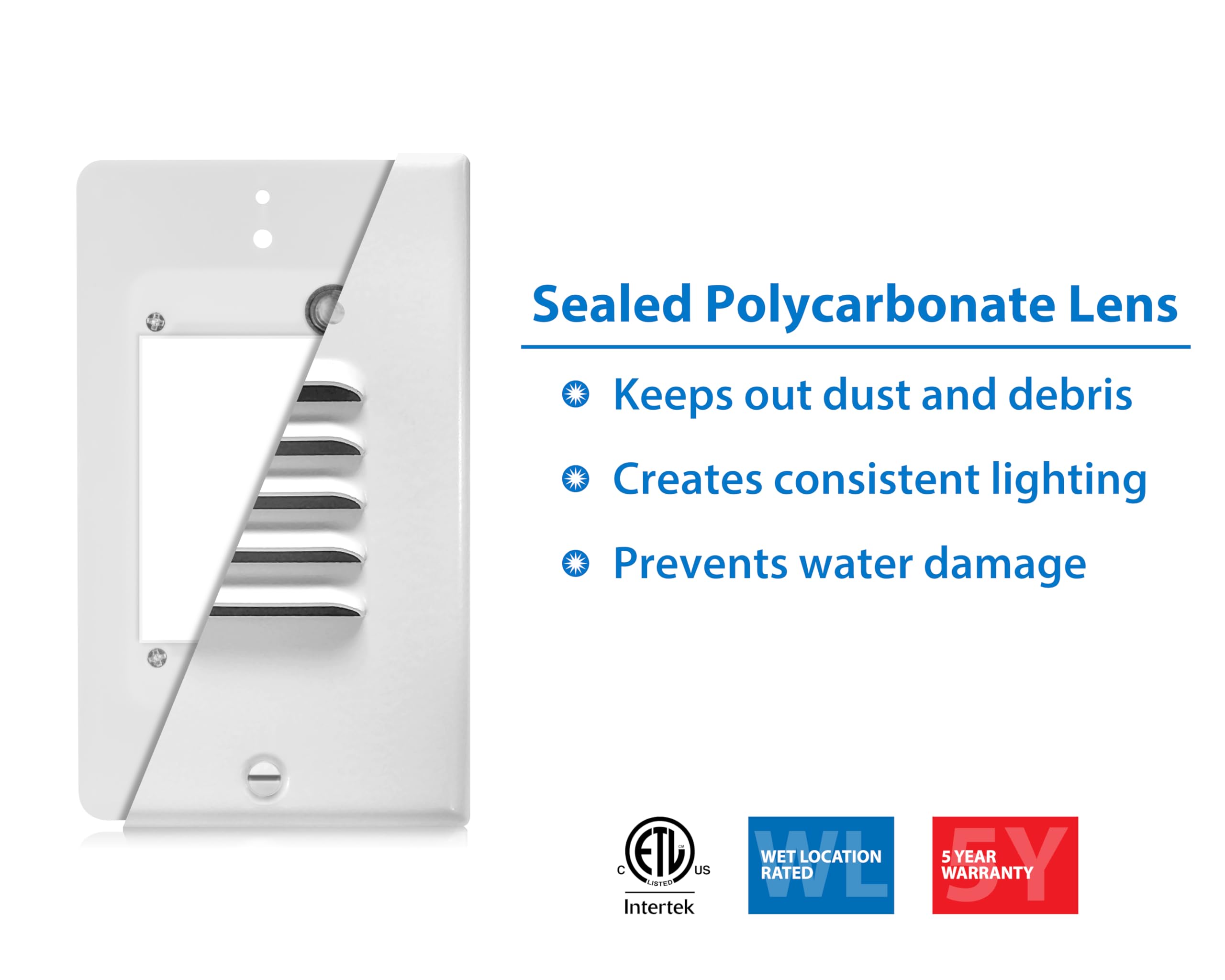 STP2 Louvered White LED Step Light With Photocell (STP2L120WHPC) on ...