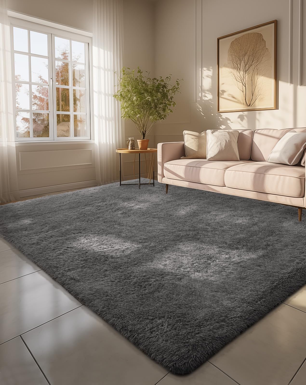 Ophanie 6x9 Area Rugs for Living Room, Large Big Grey Fluffy Shag Fuzzy ...