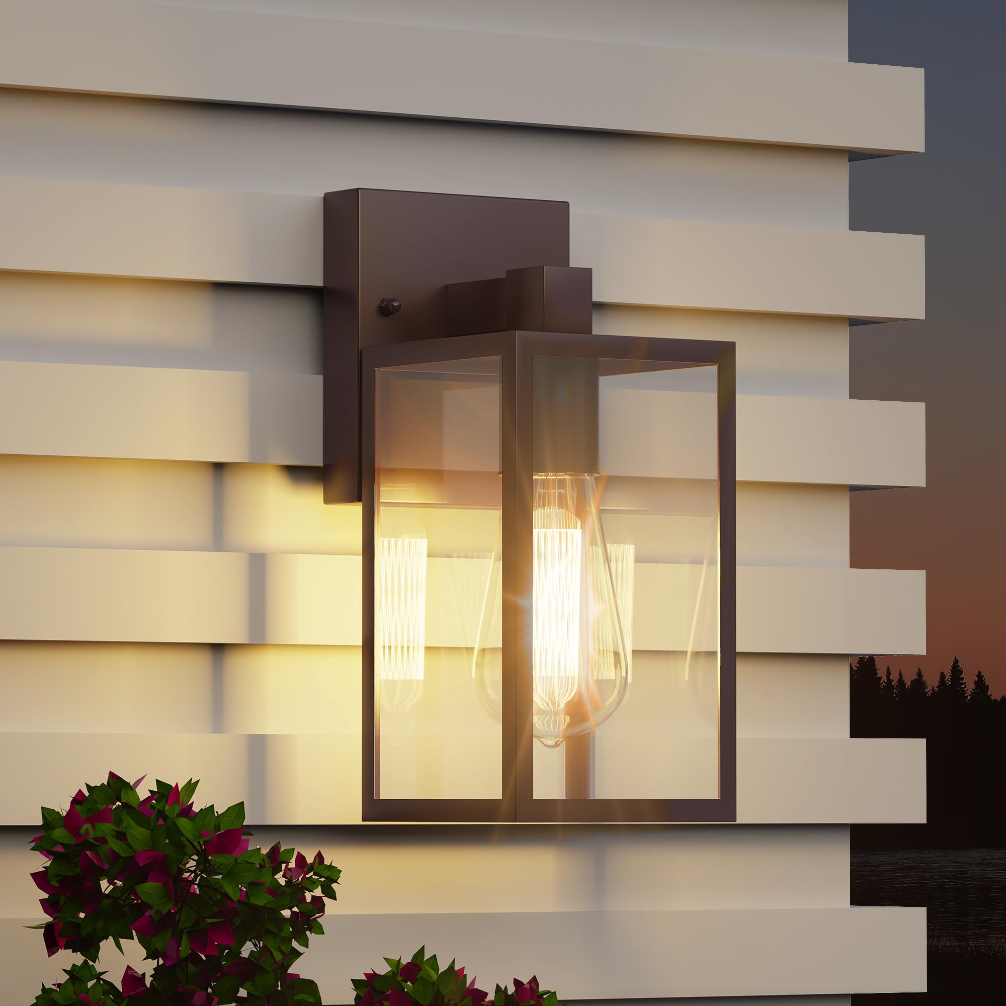 Oil Rubbed Bronze Outdoor Front Porch Light Fixture Wall Mount, LED ...