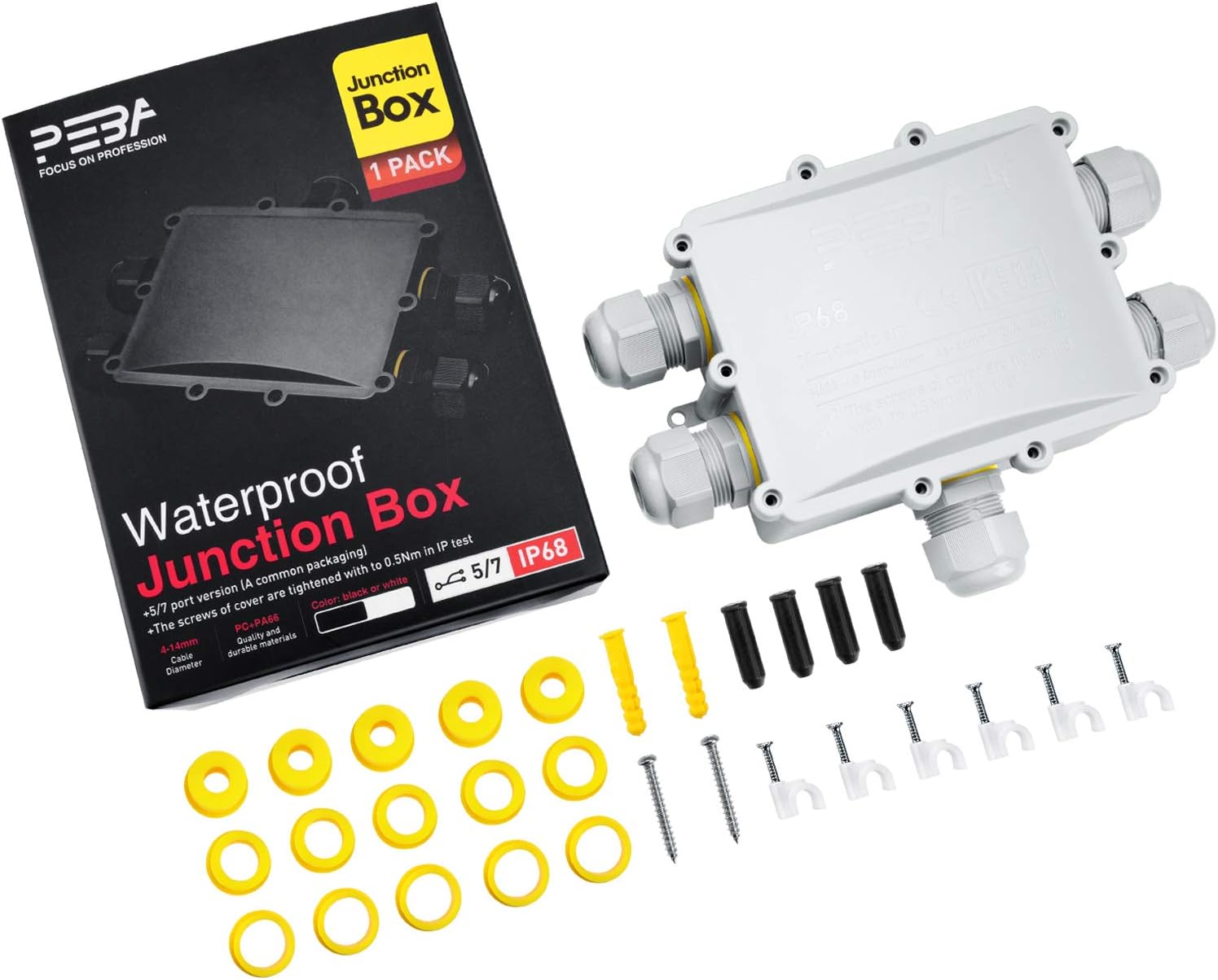 PEBA Waterproof Junction Box IP68 5-Way Outdoor Cable Electrical ...