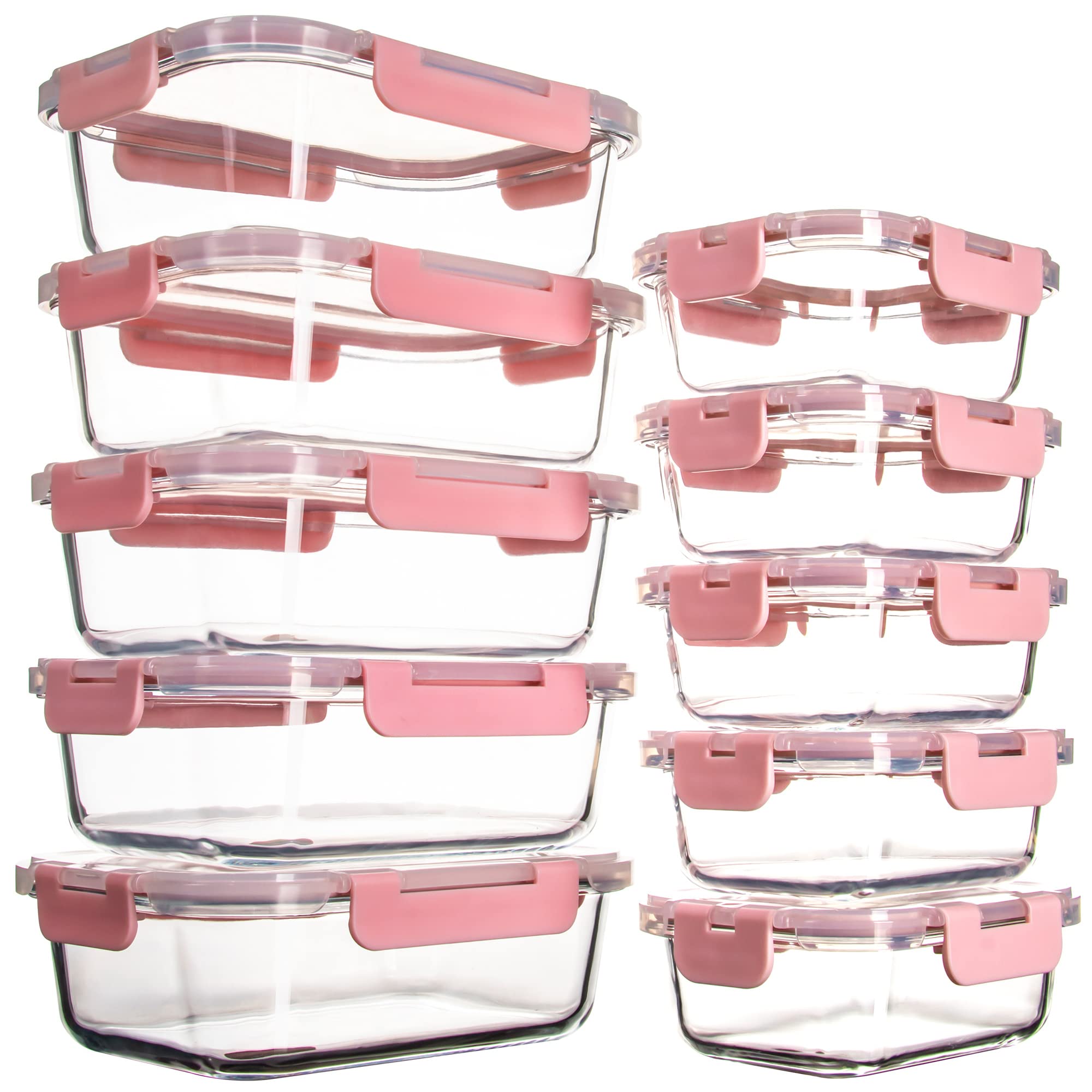 UMEIED 10 Pack Glass Food Storage Containers with Lids Leakproof ...