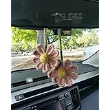 Amazon.com: Crochet Daisy Car Accessories for Women Girls Cute Rear ...