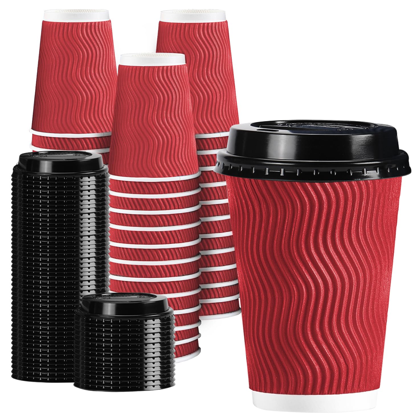 Lamosi 12 OZ To go Coffee Cups with Lids 60 Pack, Disposable Coffee ...