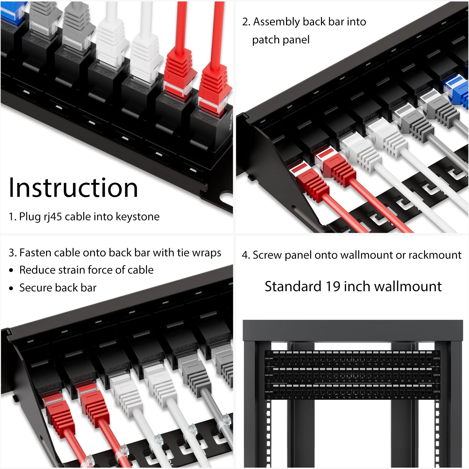 Mua iwillink 10Gbps Patch Panel 24 Port, RJ45 Through Coupler Cat6 ...