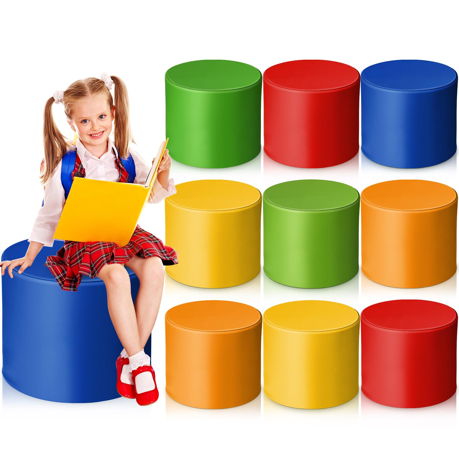 GlikCeil 10 Pcs 12" Flexible Seating for Kids Classroom Round Foam ...